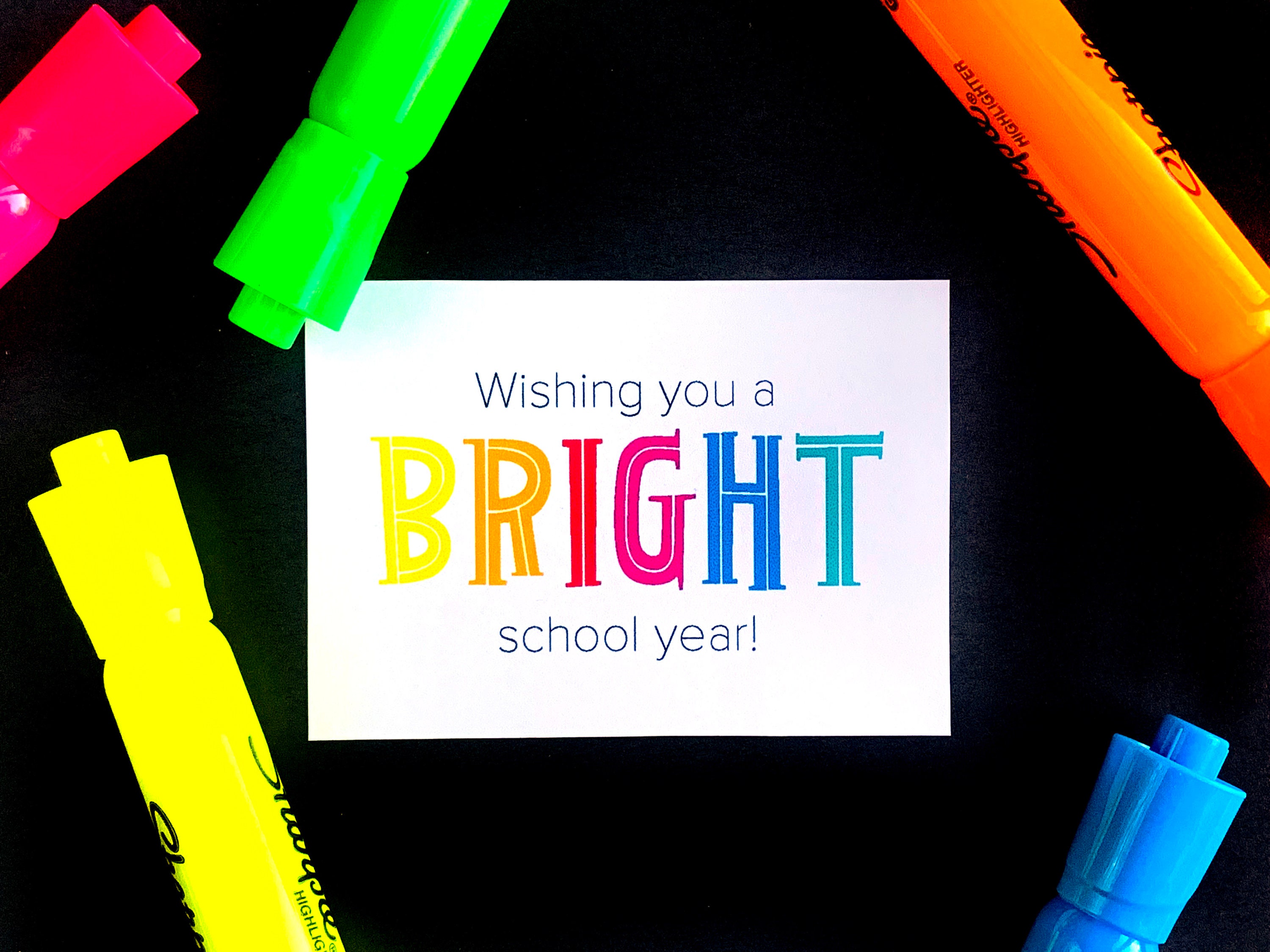 Back to School Gift Tag - Bright Year - Highlighter Tag - INSTANT ...