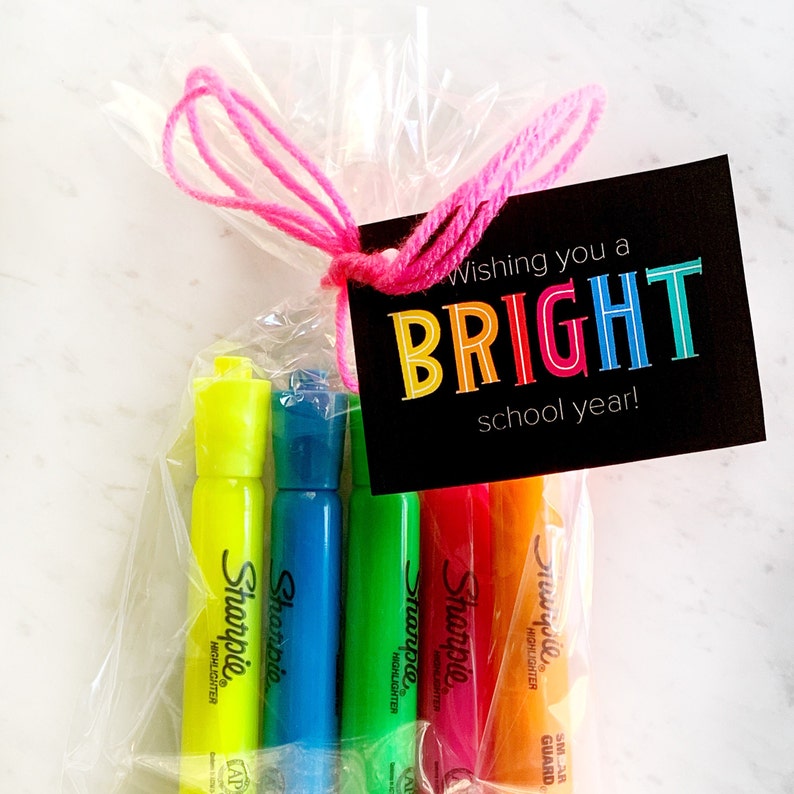 Back to School Gift Tag Bright Year Highlighter Tag - Etsy