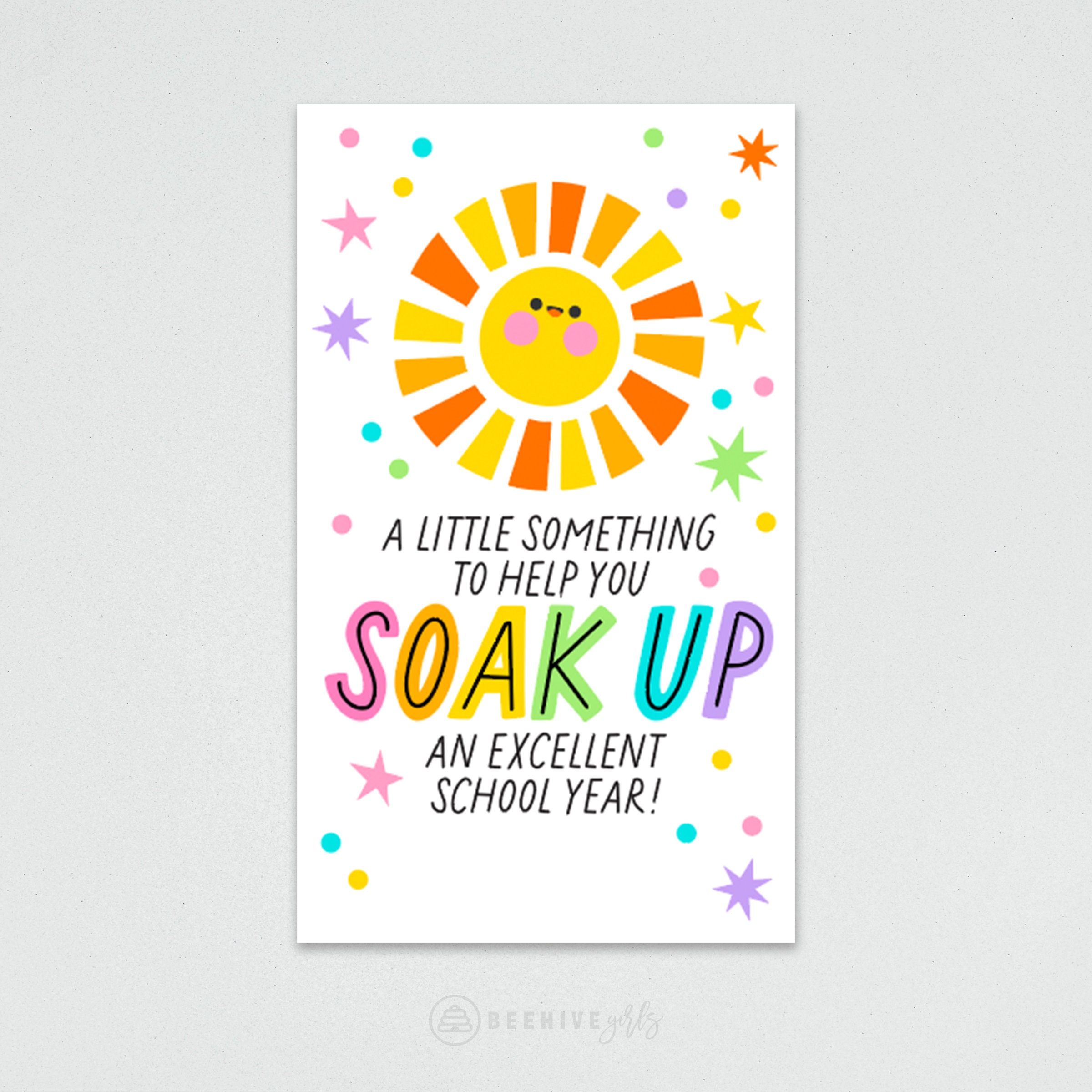 Soak up an Excellent School Year - Beach Towel Tag - INSTANT DOWNLOAD ...