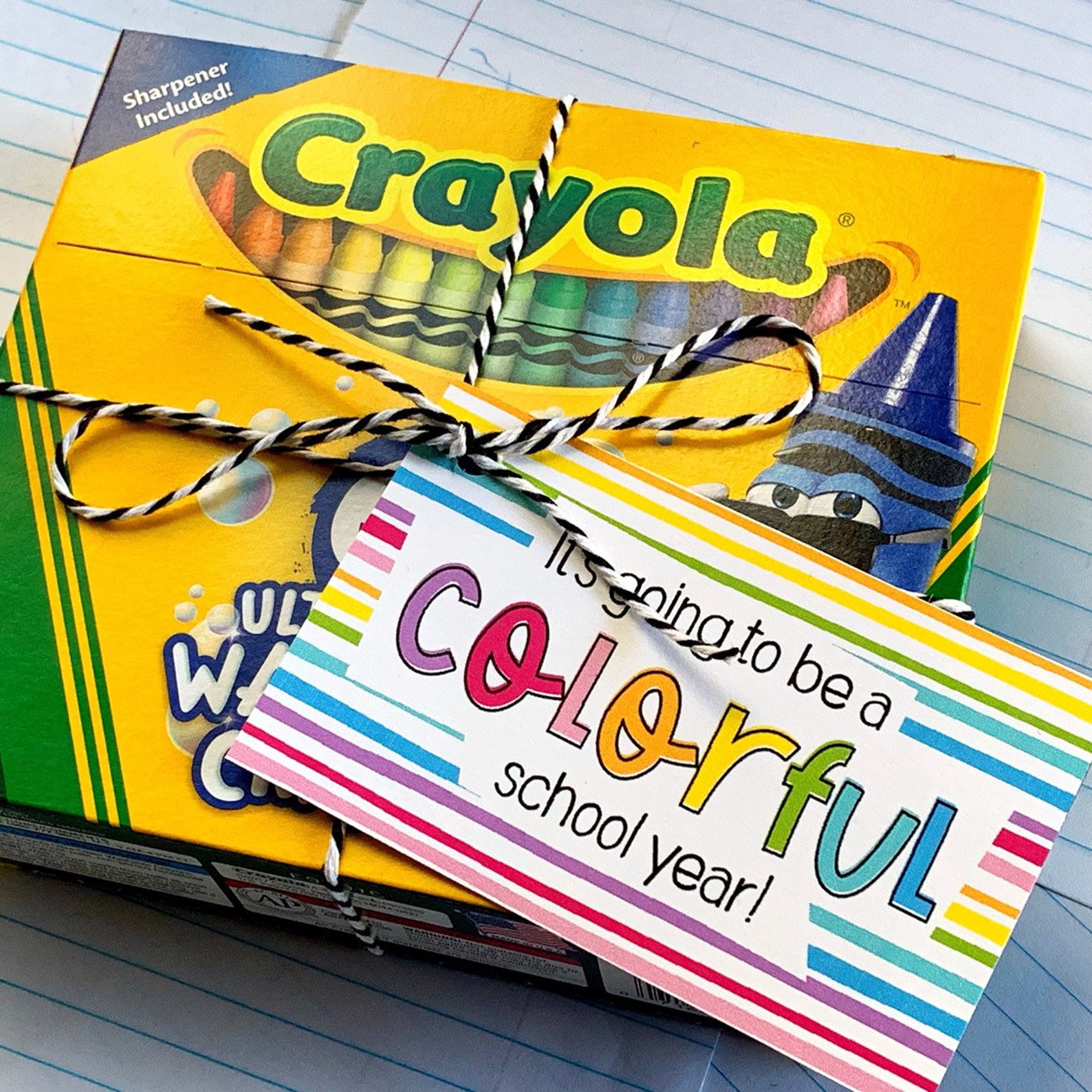 Back to School Gift Tag Colorful School Year Crayon Tag - Etsy