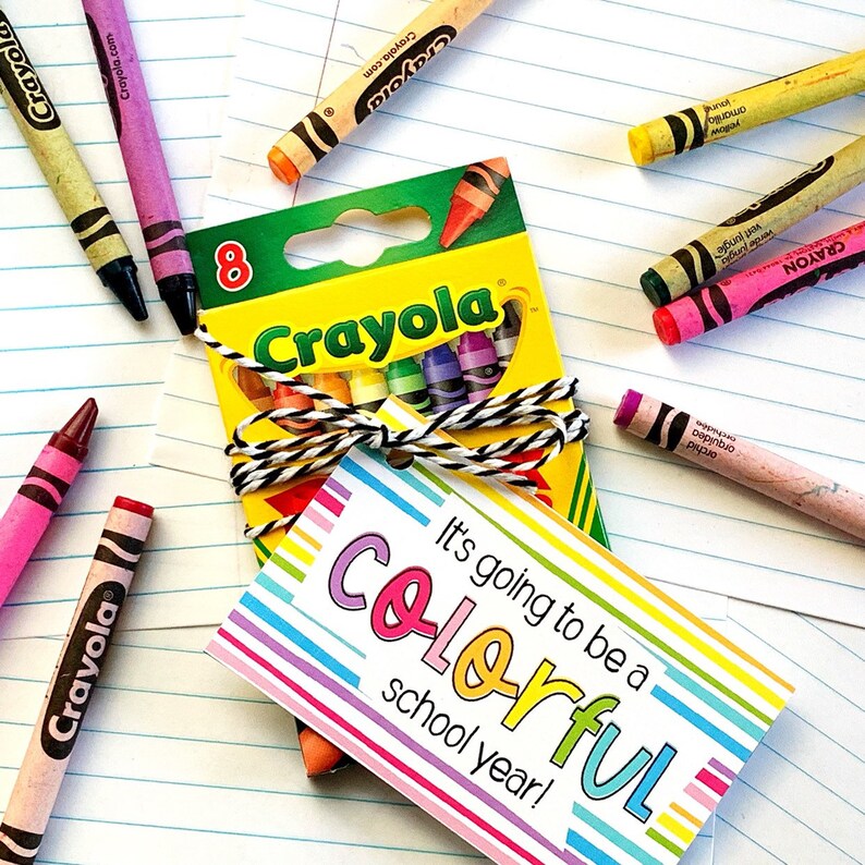 Back to School Gift Tag Colorful School Year Crayon Tag - Etsy