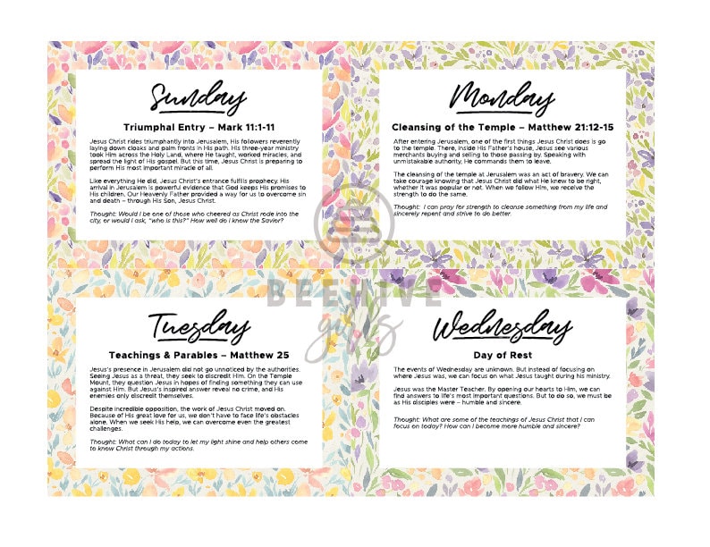 Eight Day Walk With Christ Easter Week Printable LDS | Etsy