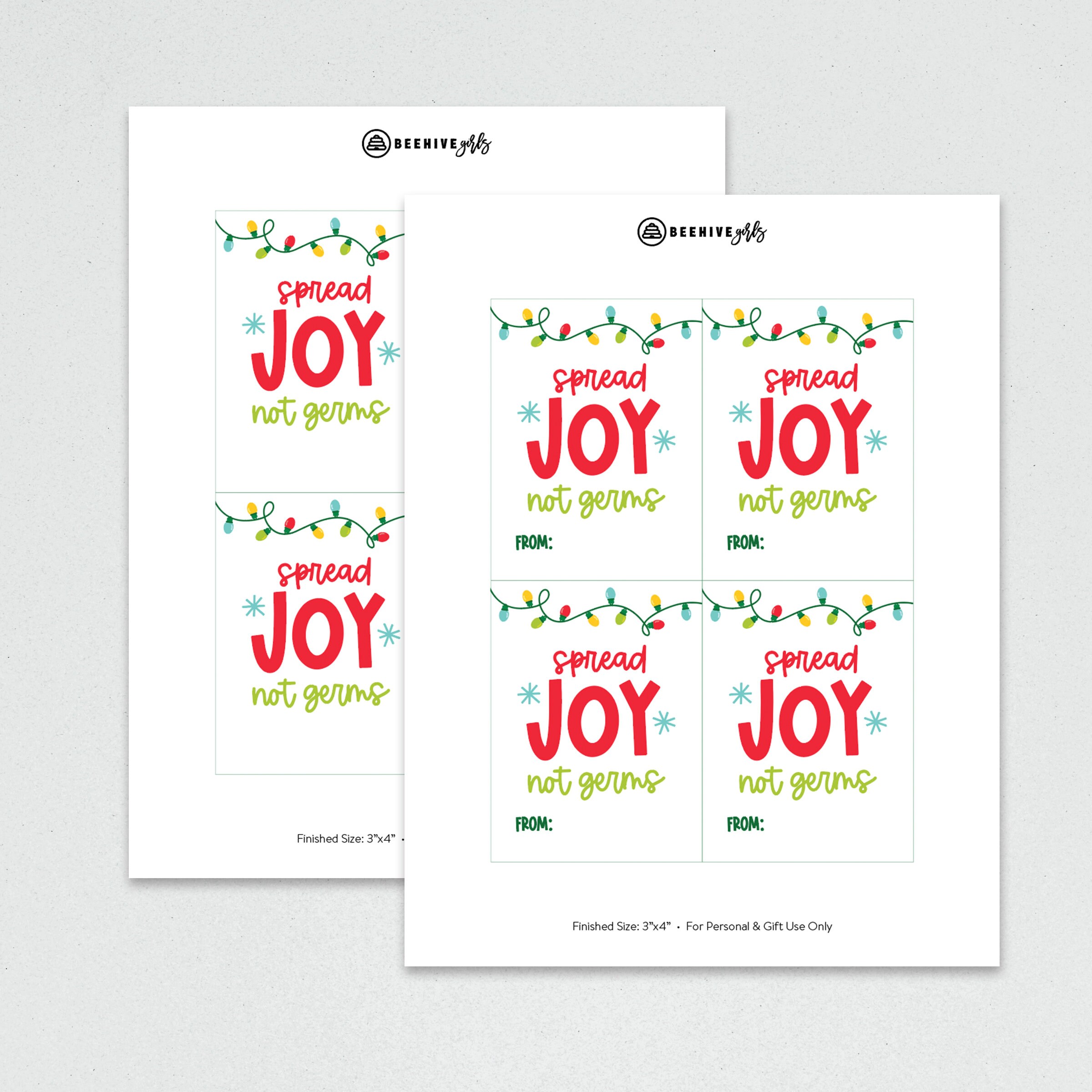 Spread Joy Not Germs - Gift Tag - INSTANT DOWNLOAD - Etsy