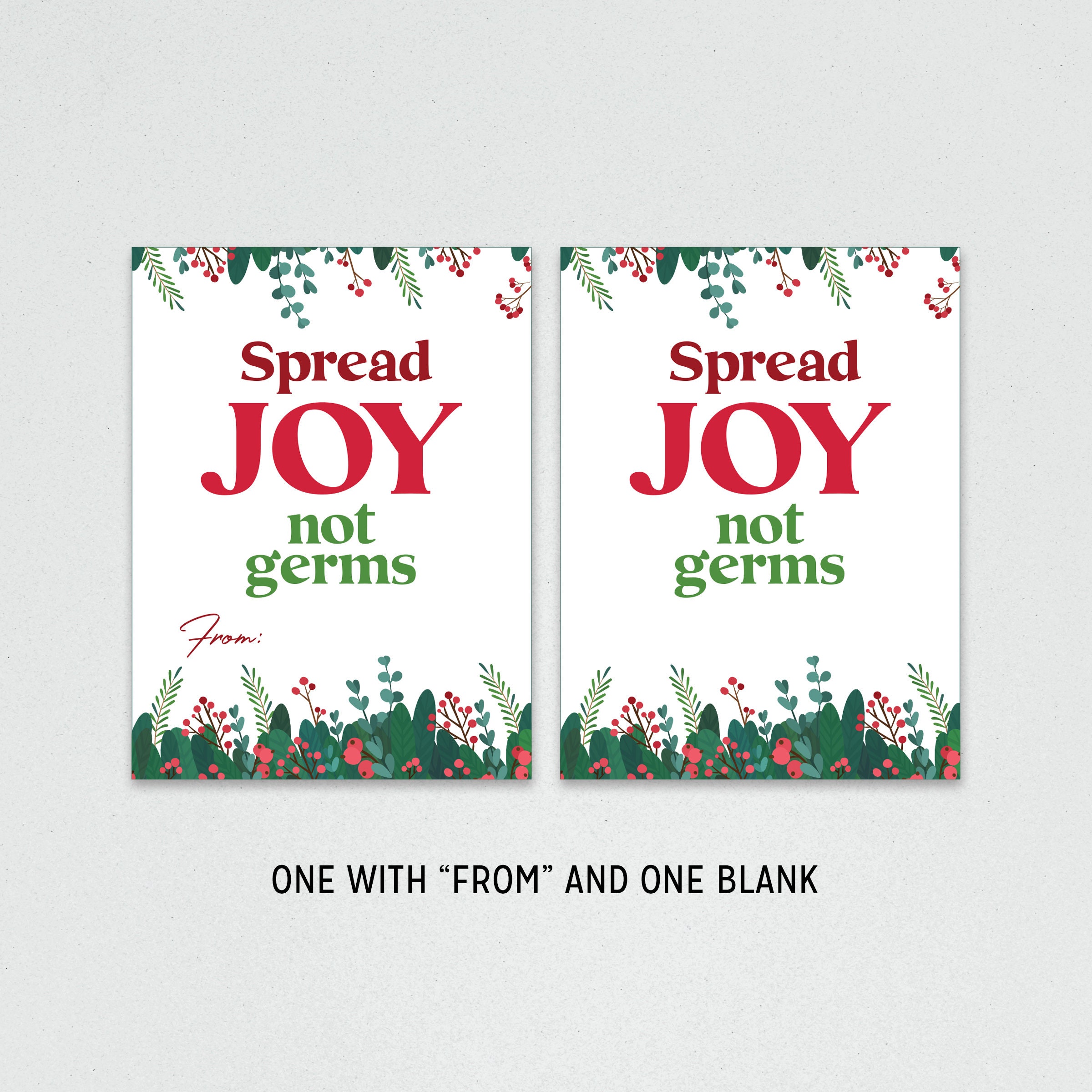 Spread Joy Not Germs Gift Tag INSTANT DOWNLOAD | Etsy