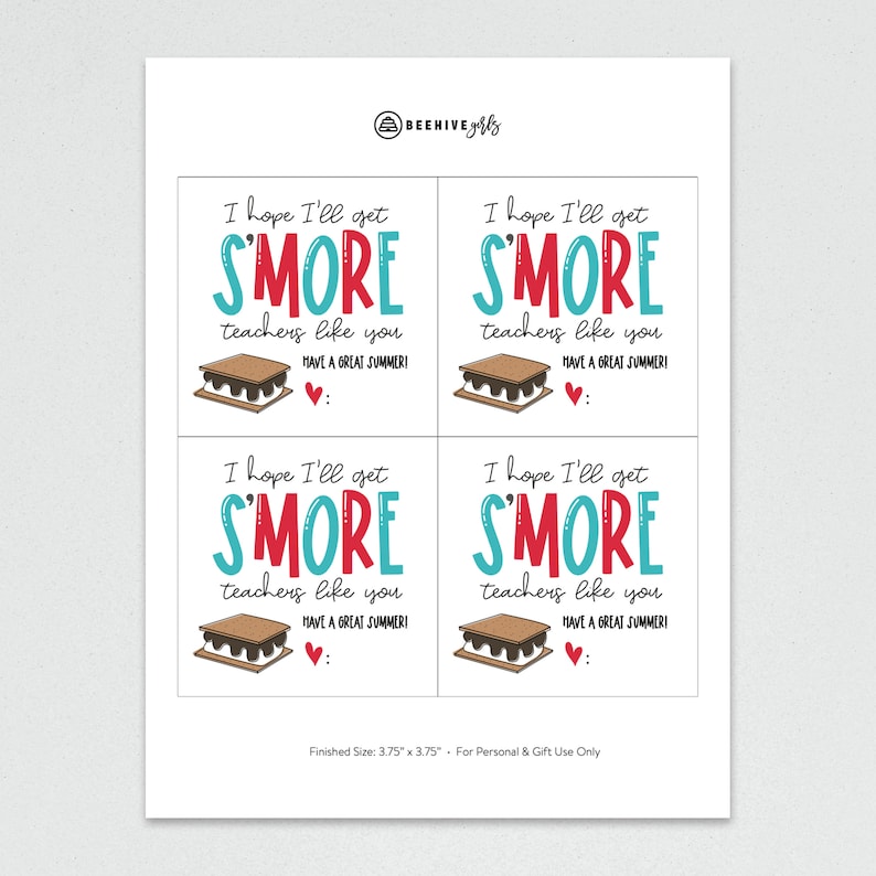 S'more Gift Tag – I Hope I Get S'more Teachers Like You, Teacher ...