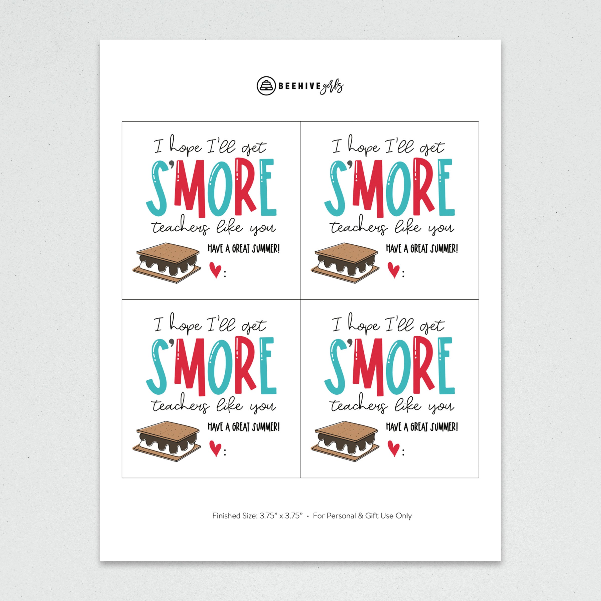 S'more Gift Tag I Hope I Get S'more Teachers Like - Etsy
