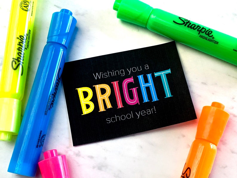 Back to School Gift Tag Bright Year Highlighter Tag - Etsy