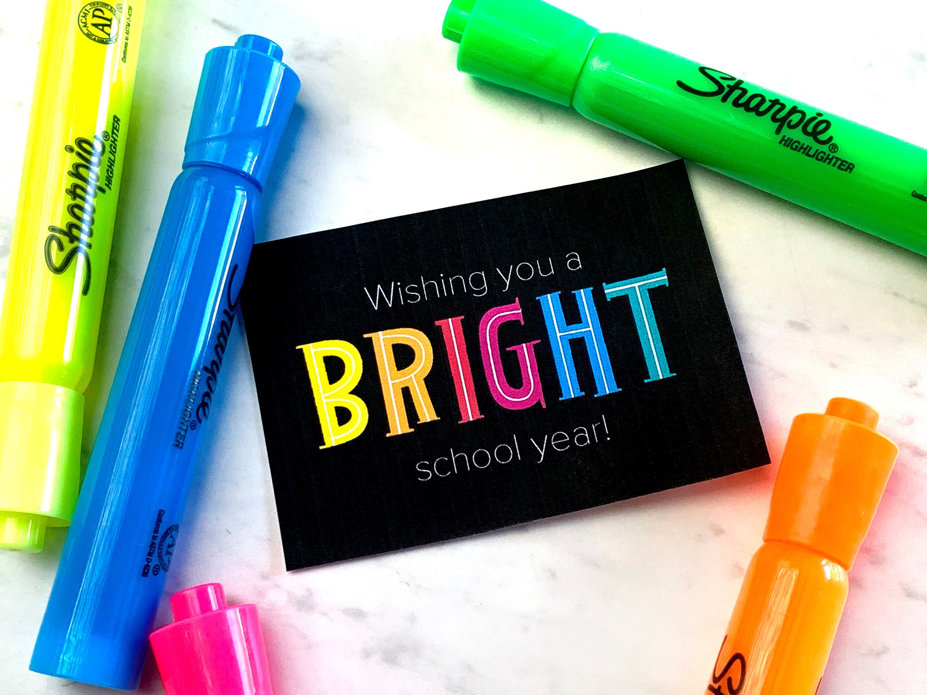 Back to School Gift Tag - Bright Year - Highlighter Tag - INSTANT ...