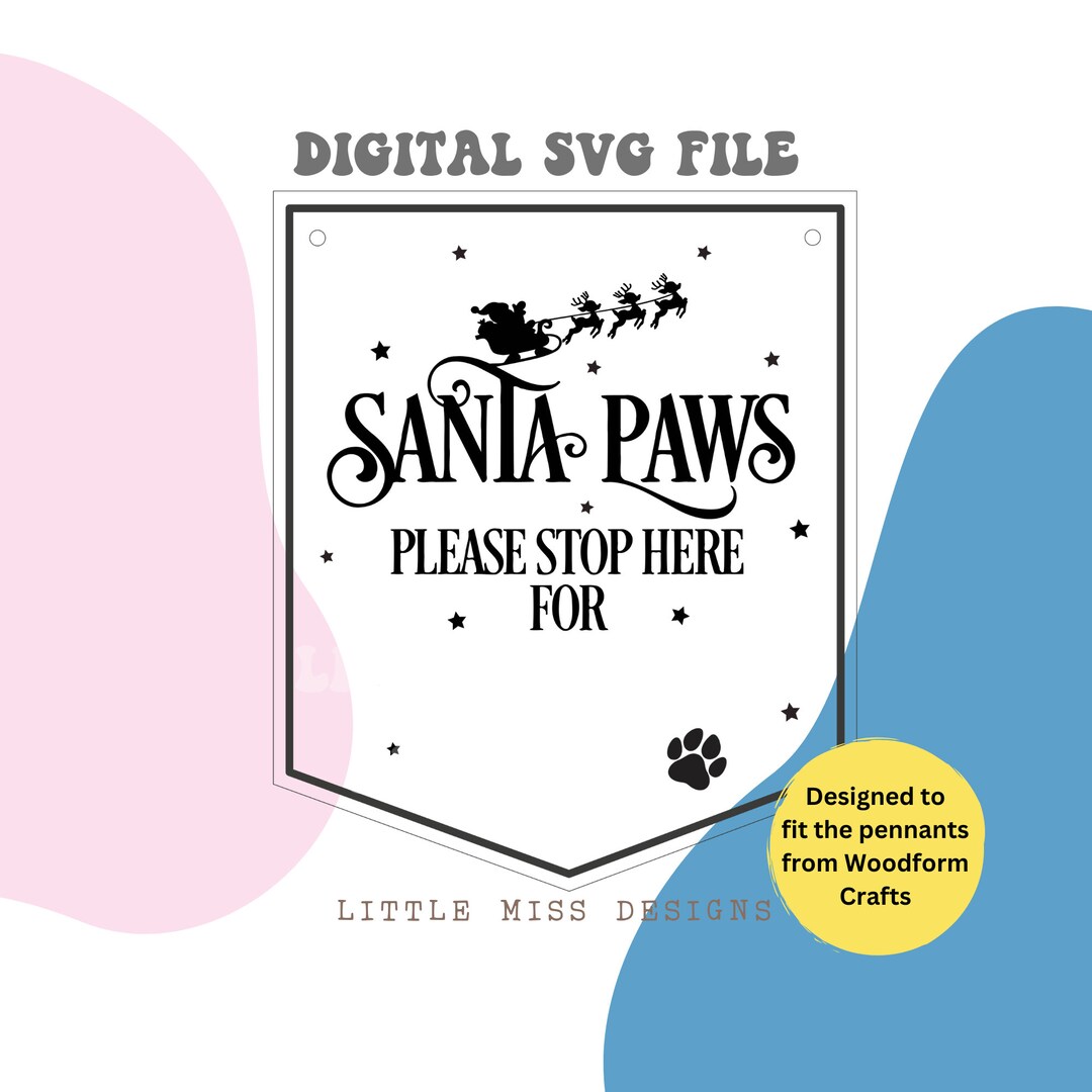 Santa Paws Please Stop Here SVG, Santa SVG, Christmas SVG File, Cricut ...