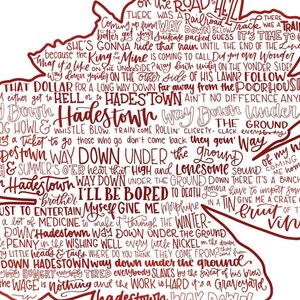 Hadestown Musical Silhouette Print | Hand Lettered | Red | Digital ...