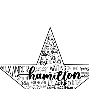 Hamilton Musical Silhouette Print | Hand-lettered | Black and White ...