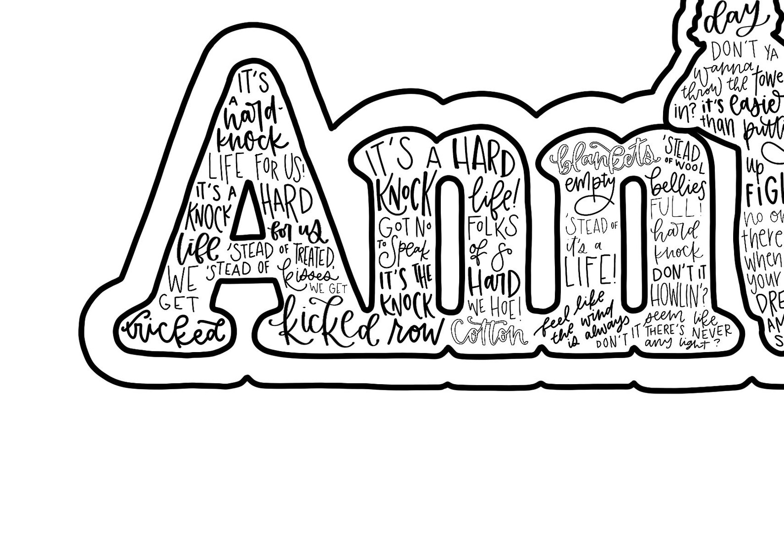Annie Musical Silhouette Print Hand-lettered Black and - Etsy