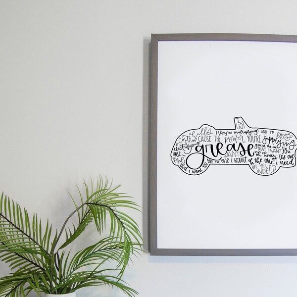 Black and White Grease Print - Etsy