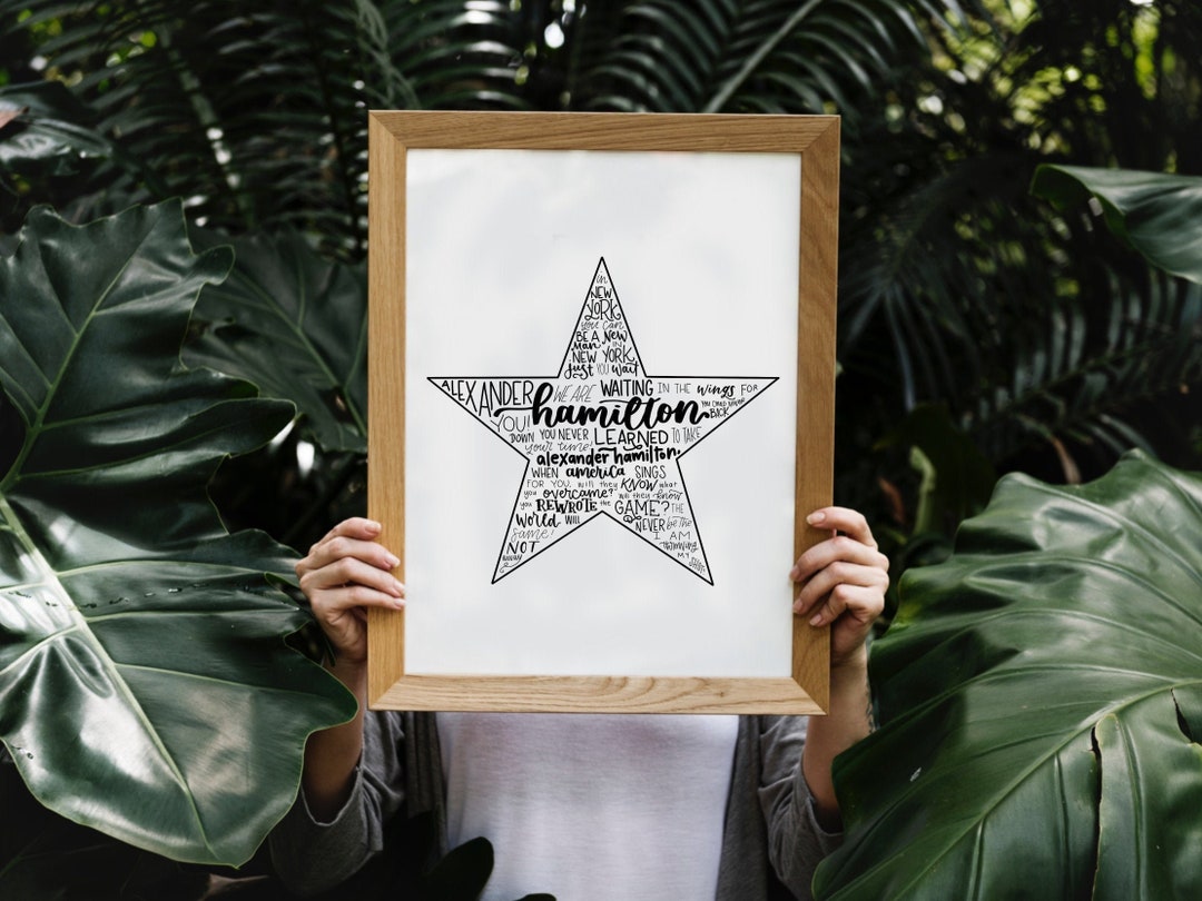 Hamilton Musical Silhouette Print | Hand-lettered | Black and White ...