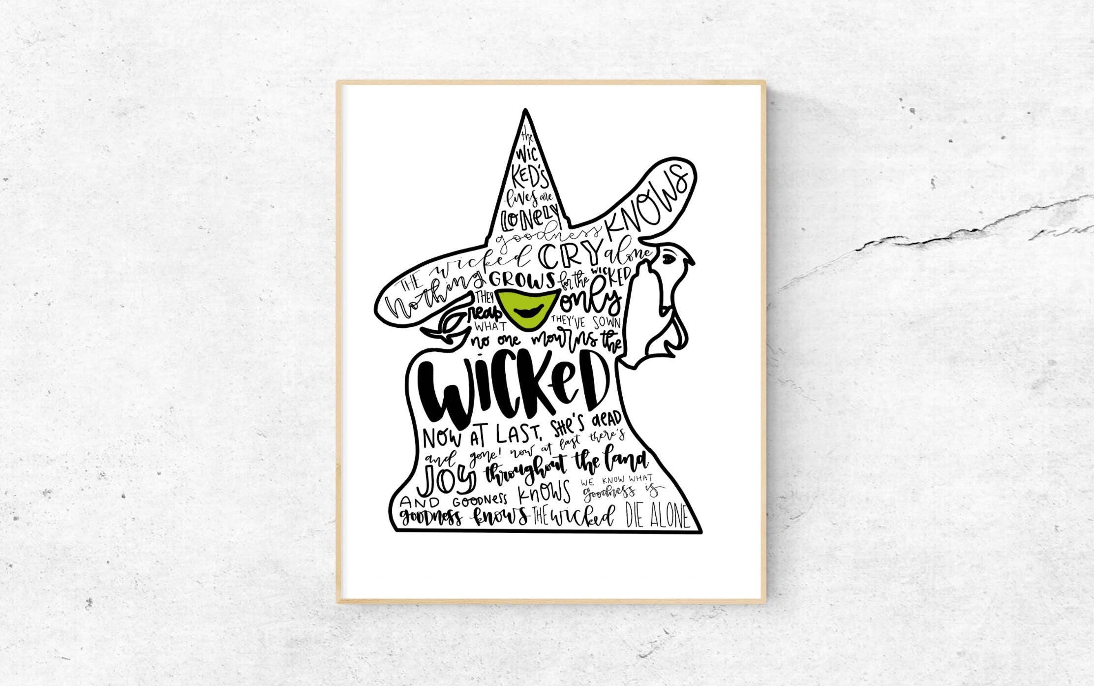Wicked Musical Silhouette Print Hand-Lettered Black and | Etsy