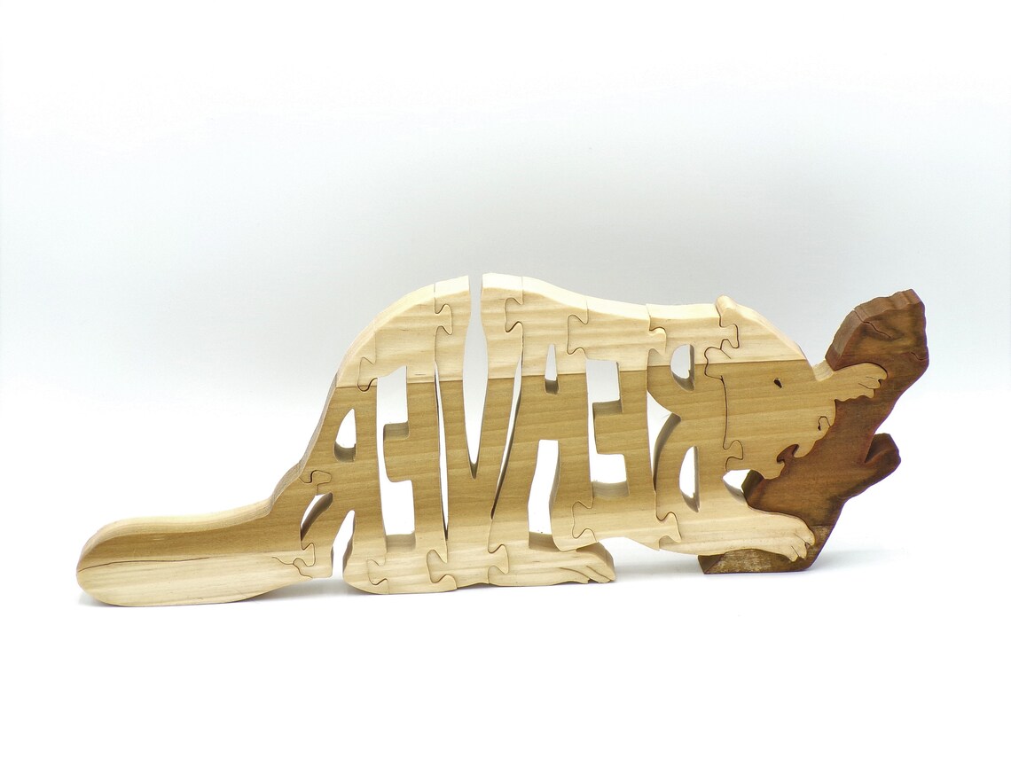 Handmade Wooden Beaver Jigsaw Puzzle | Poplar Wood, Animal Toy - Etsy