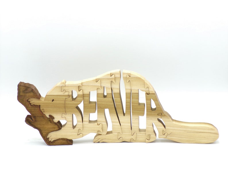 Handmade Wooden Beaver Jigsaw Puzzle | Poplar Wood, Animal Toy - Etsy
