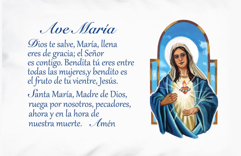 Spanish Hail Mary Prayer With the Immaculate Heart of Mary, Catholic ...