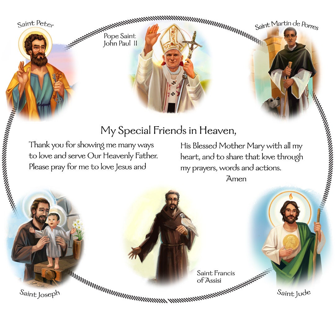 Saint Friends (male) for Catholic Boys Prayer Pillow Case, Catholic ...