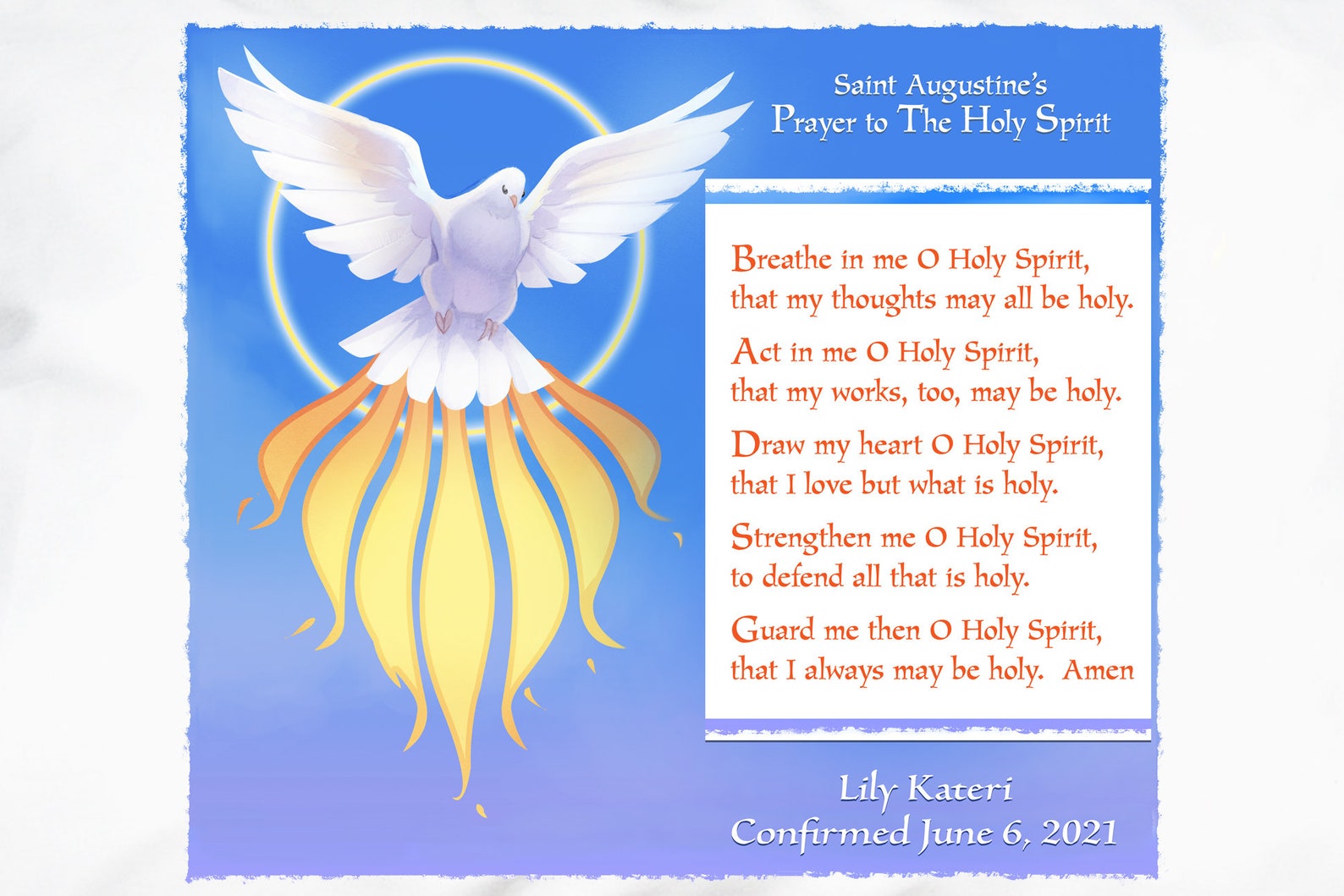 Personalized Holy Spirit Prayer Pillowcase for Confirmation, Custom ...