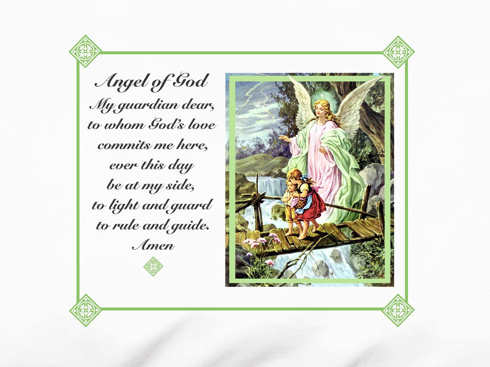 Guardian Angel Pillowcase - Angel of God Prayer, Catholic Pillow Cases ...