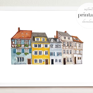 Colmar Illustrated Printable | France | Travel Art Print | Street ...