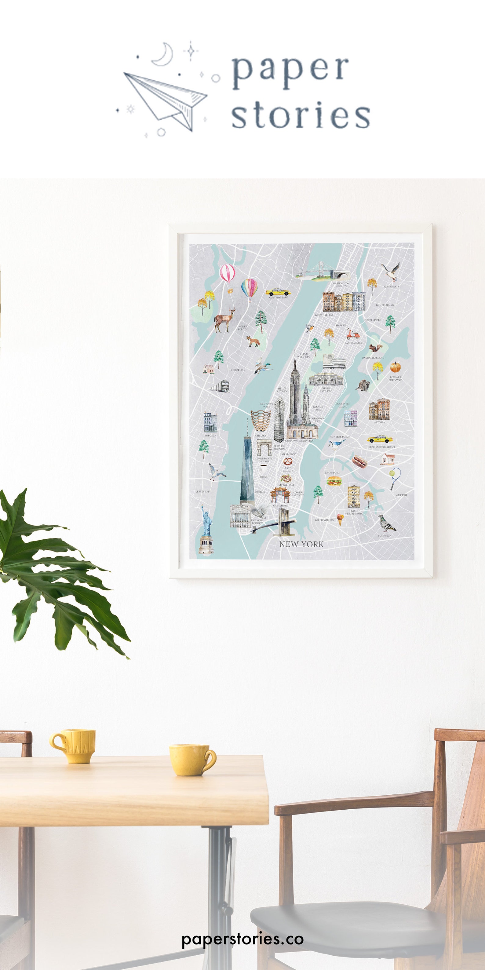 New York City Map Art Print Watercolor City Map Travel | Etsy