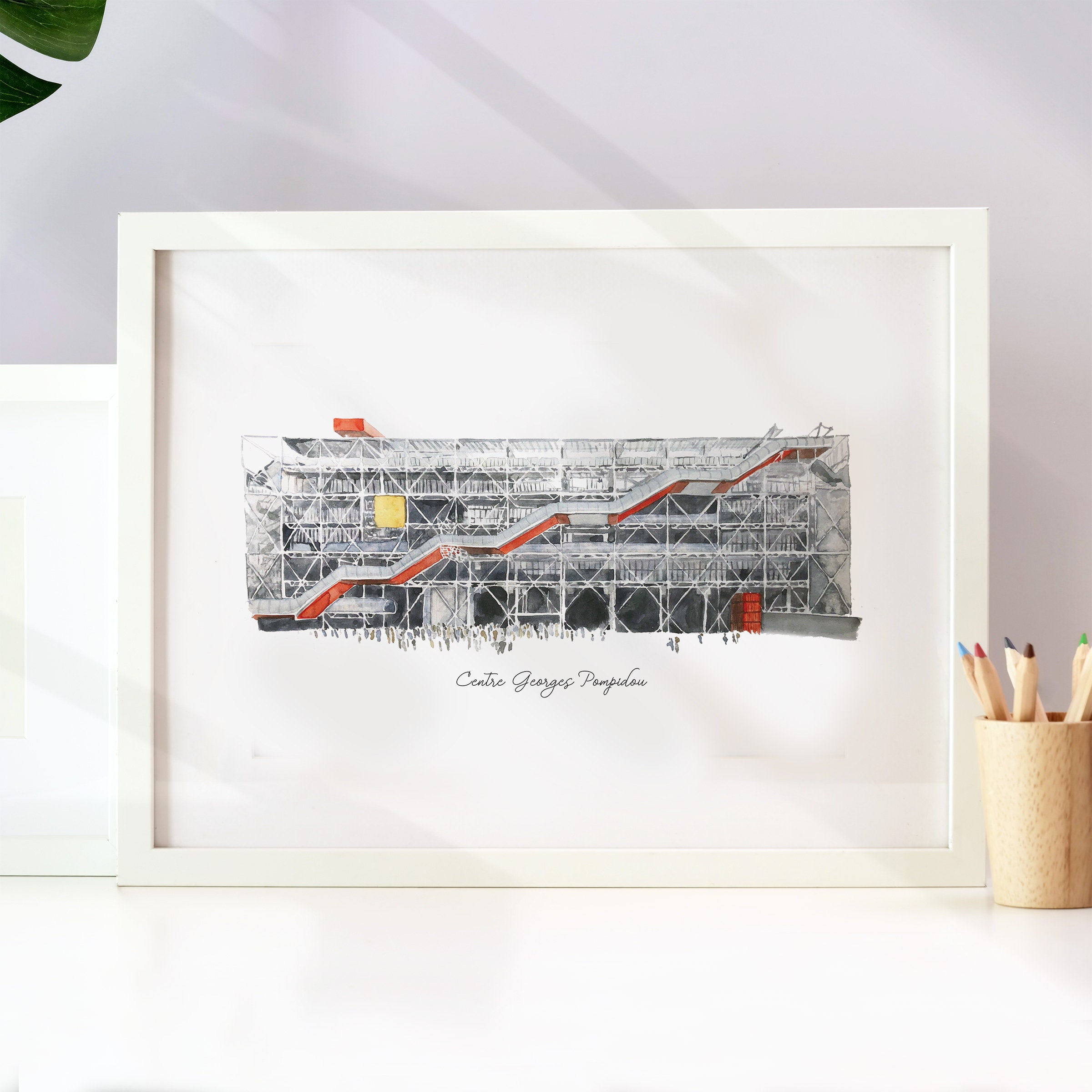 Centre Pompidou Printable Illustration Wall Art Print Home | Etsy