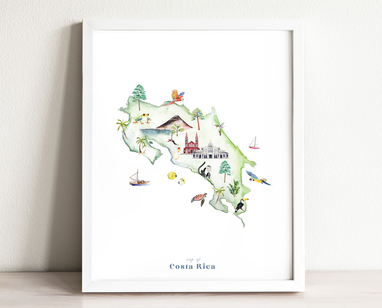 Costa Rica Map Art Print Wall Art Nursery Decor Nursery - Etsy