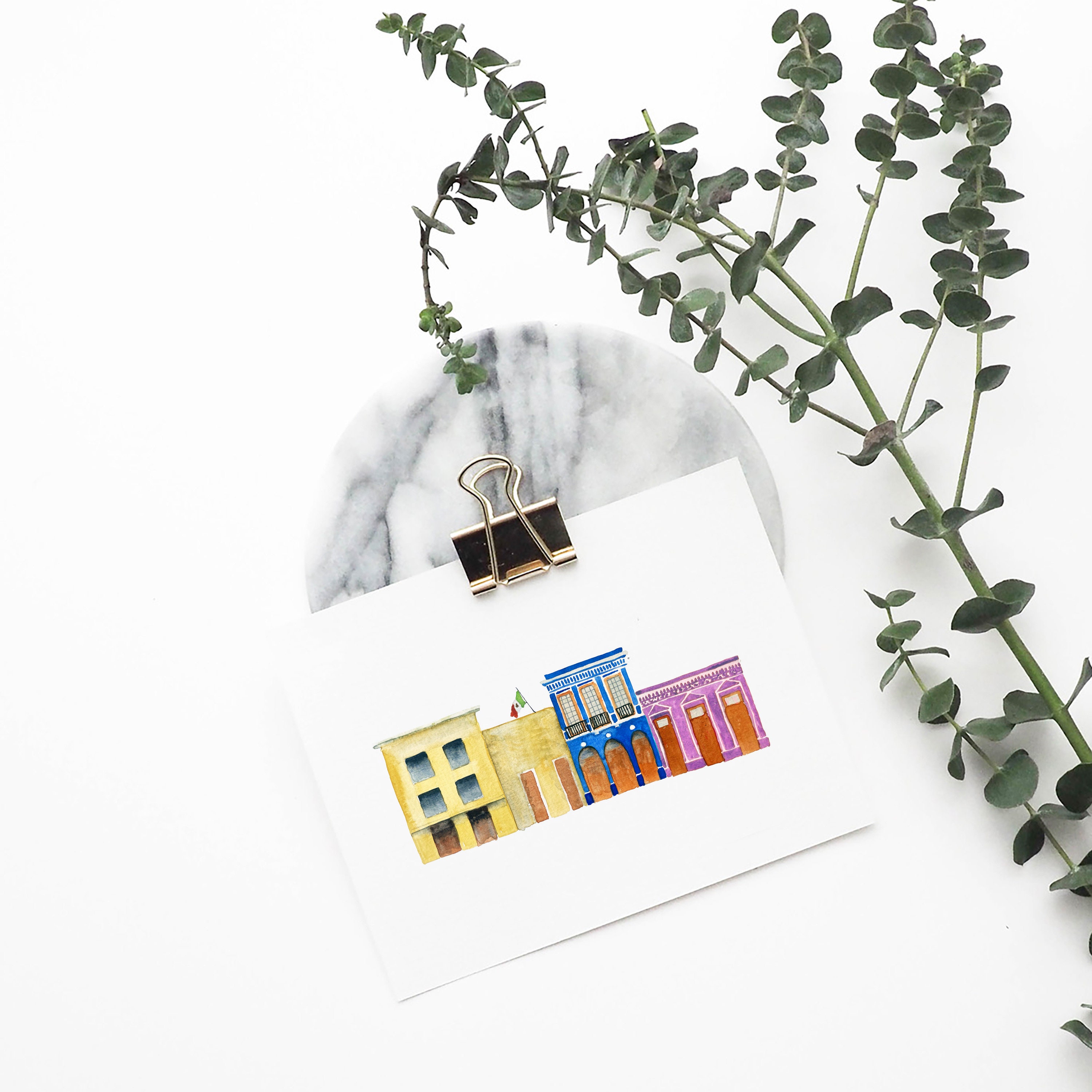 Merida Streetscape Illustrated Printable | Yucatan | Travel Art Print ...