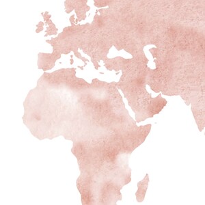 Pink World Map Printable, Illustration, Wall Art Print, Nursery Decor ...