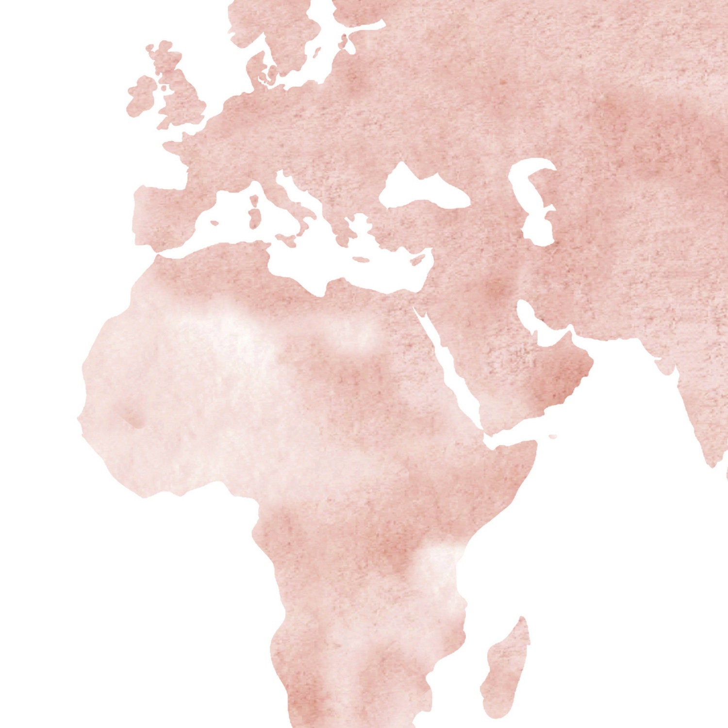 Pink World Map Printable illustration wall art print | Etsy
