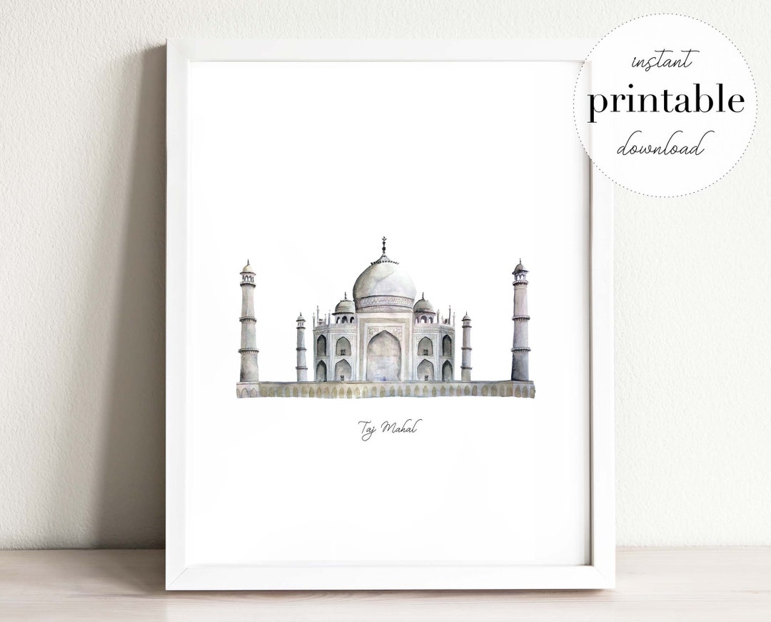 Taj Mahal Printable, Illustration, Wall Art Print, Landmark, Asia, Kids ...