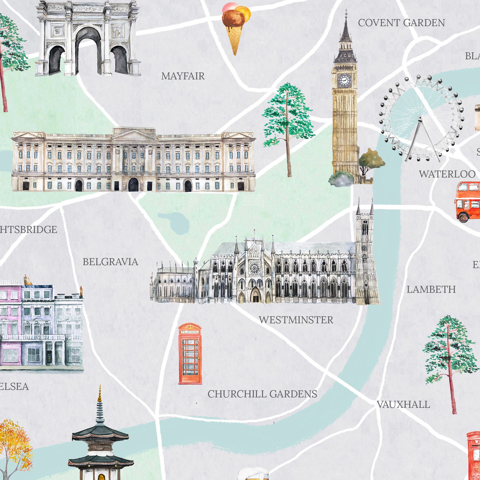 London City Map Art Print Watercolor City Map Travel | Etsy