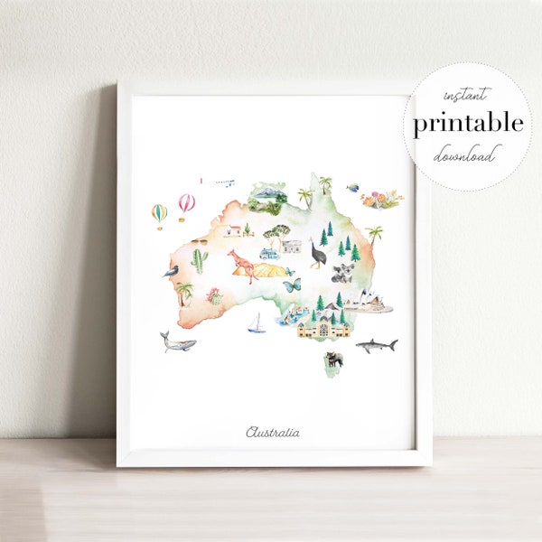 Australia Map Kids Printable - Etsy