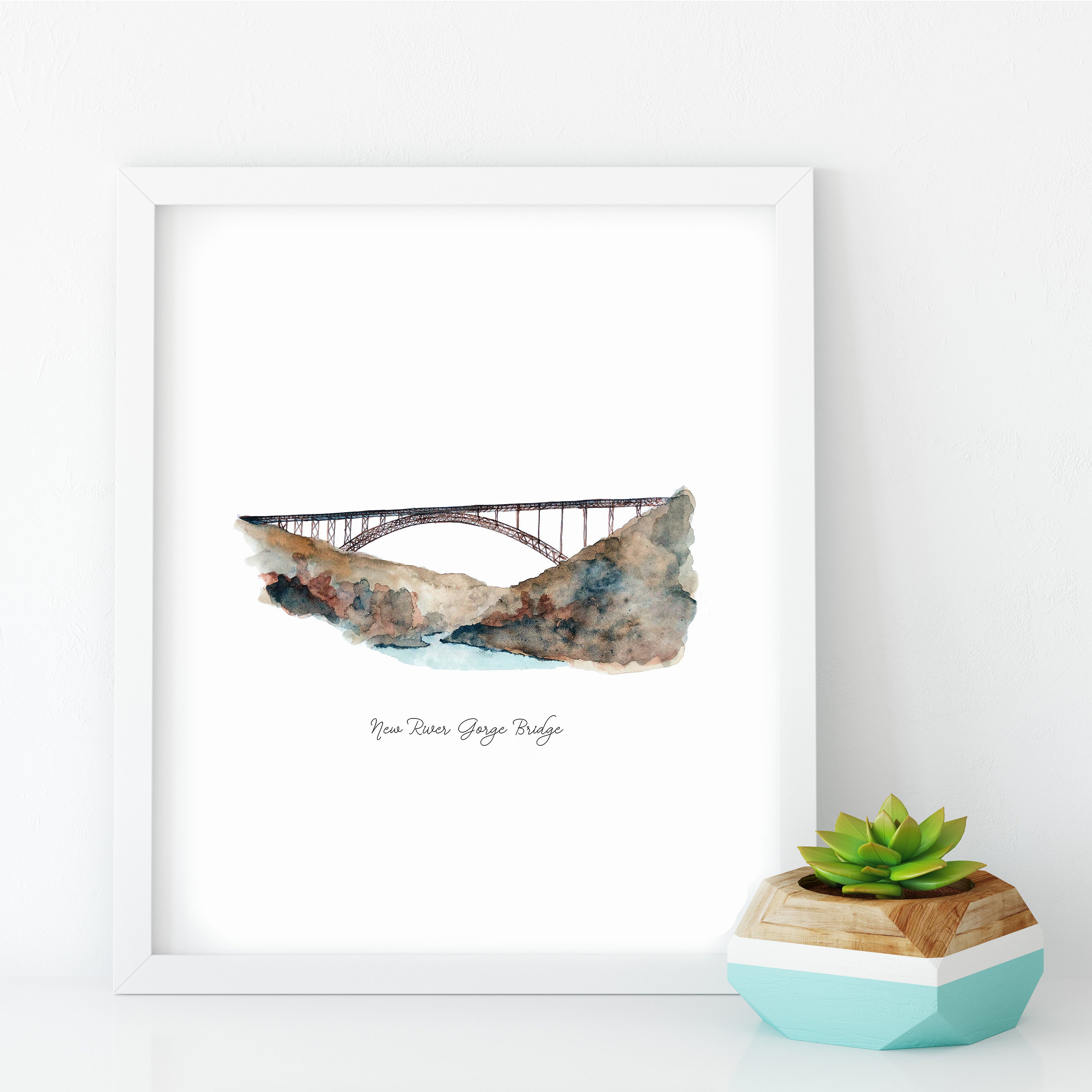 New River Gorge Bridge Printable Illustration Wall Art - Etsy