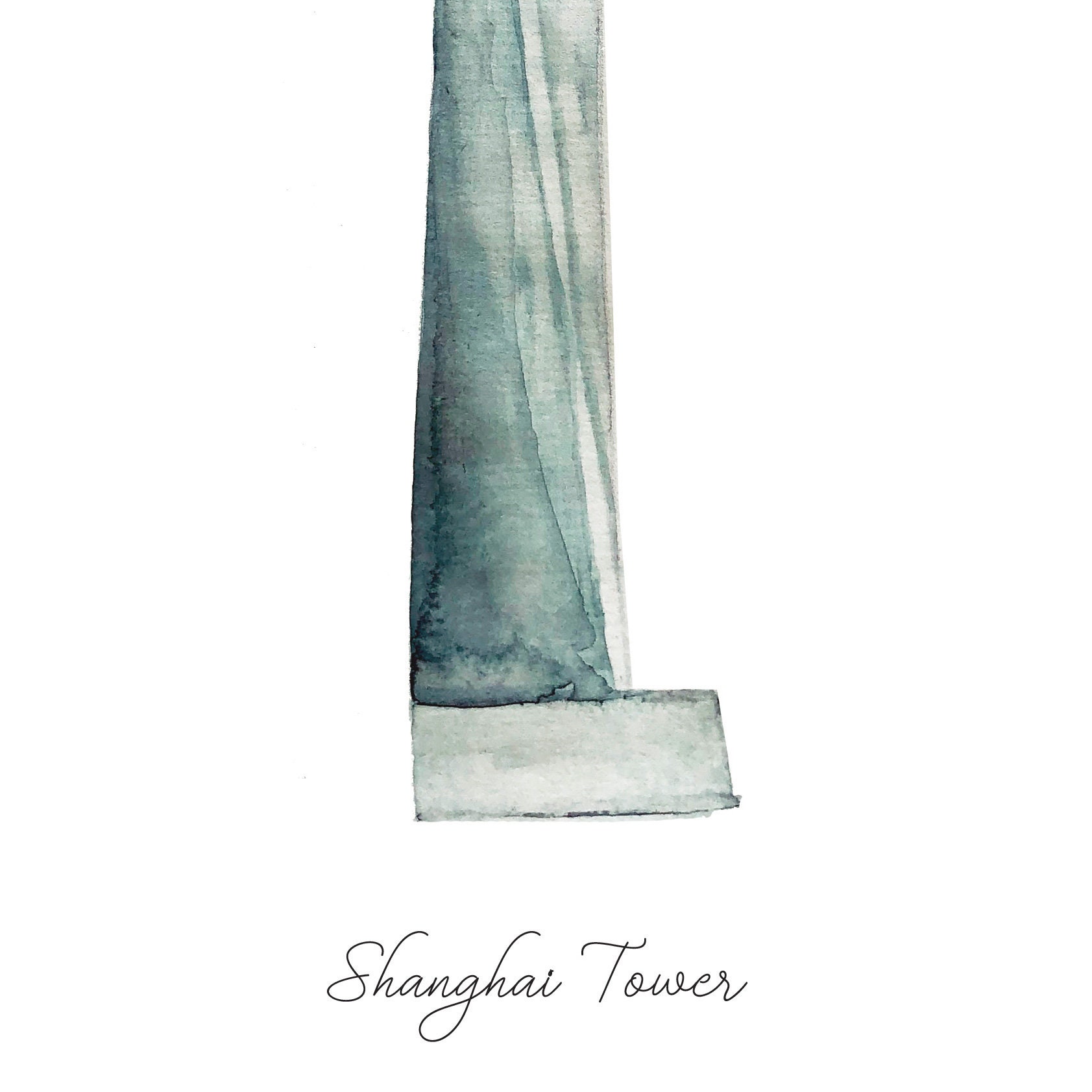 Shanghai Tower Printable Illustration Wall Art Print | Etsy