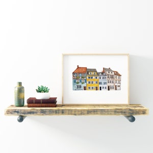 Colmar Streetscape Illustrated Art Print | Travel Art Print | France ...