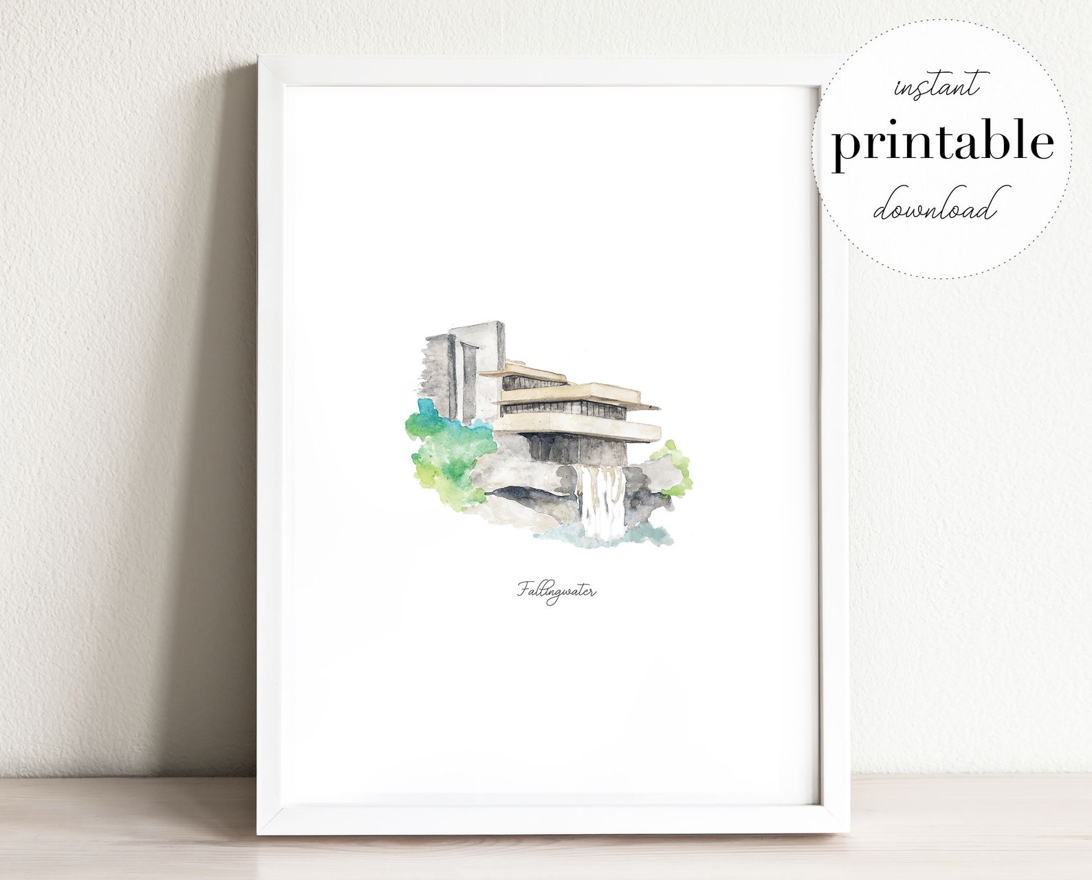 Fallingwater Printable Illustration Wall Art Print Nursery - Etsy