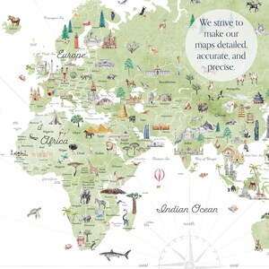 Green Educational World Map Printable | Kids World Map | Nursery World ...