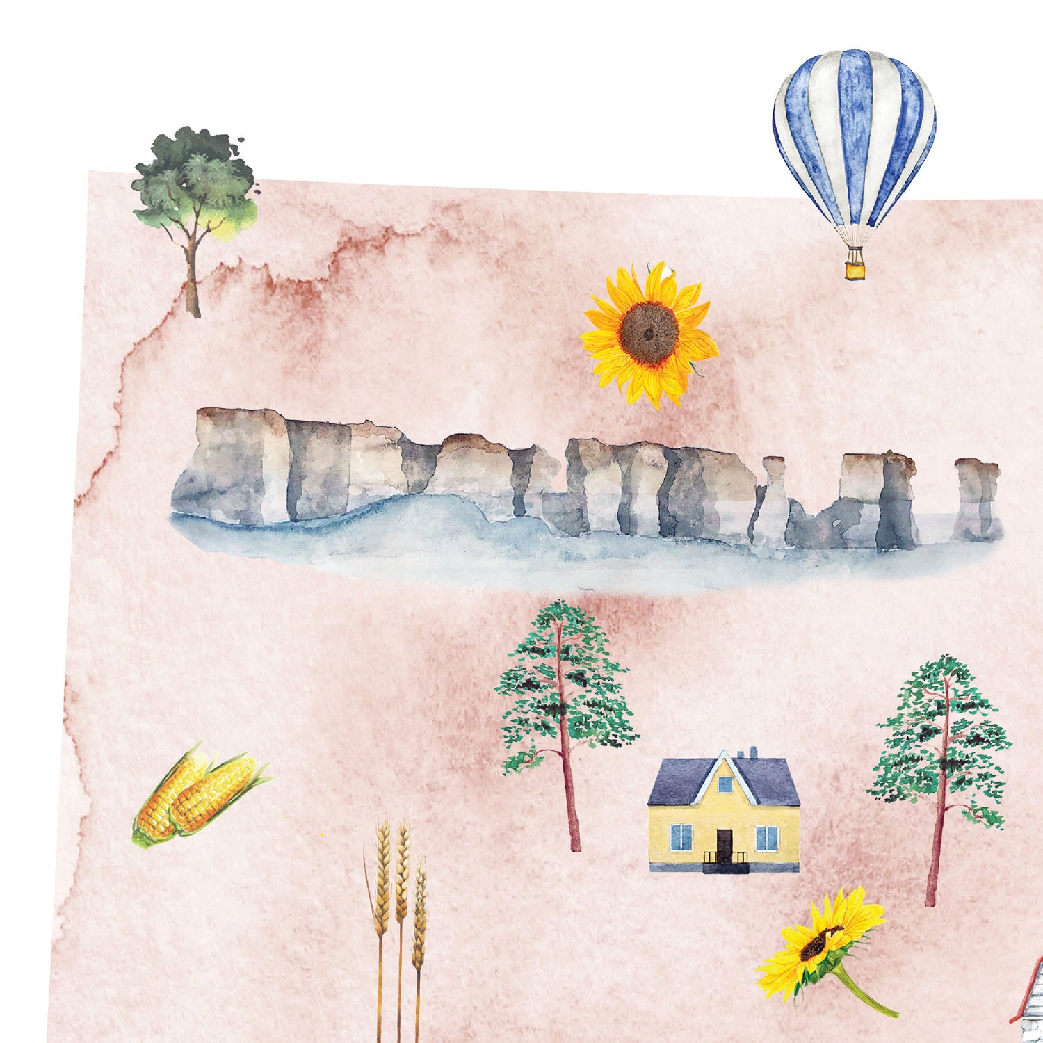 Kansas Illustrated State Map Wall Art Print Nursery Decor | Etsy