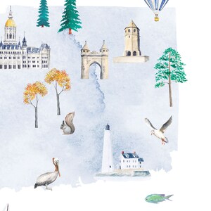 Connecticut Printable State Map Illustrated Wall Art Print - Etsy