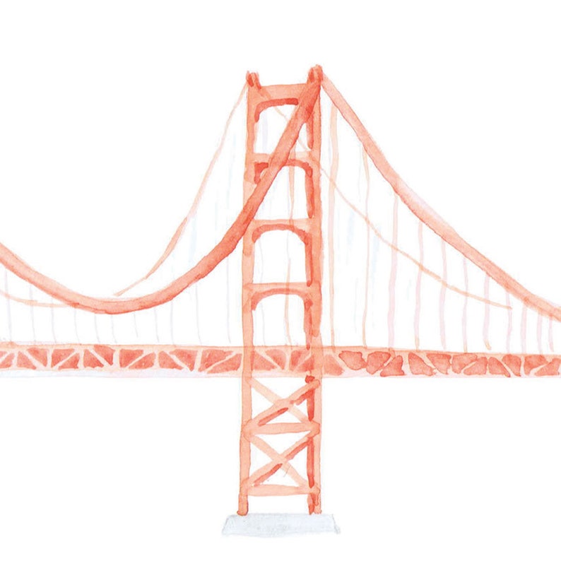 Golden Gate Bridge Printable Illustration Wall Art Print - Etsy