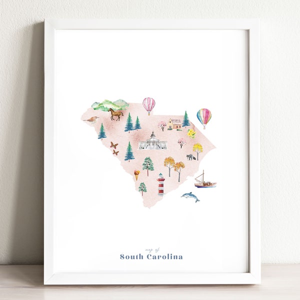 South Carolina Map Poster - Etsy