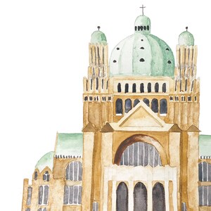 Basilica of the Sacred Heart Printable, Watercolor Illustration, Wall ...