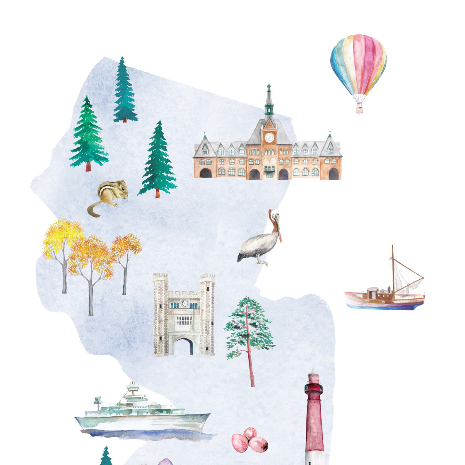 New Jersey Printable State Map Illustrated Wall Art Print - Etsy