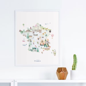 France Illustrated Map Printable Wall Art Print Nursery | Etsy