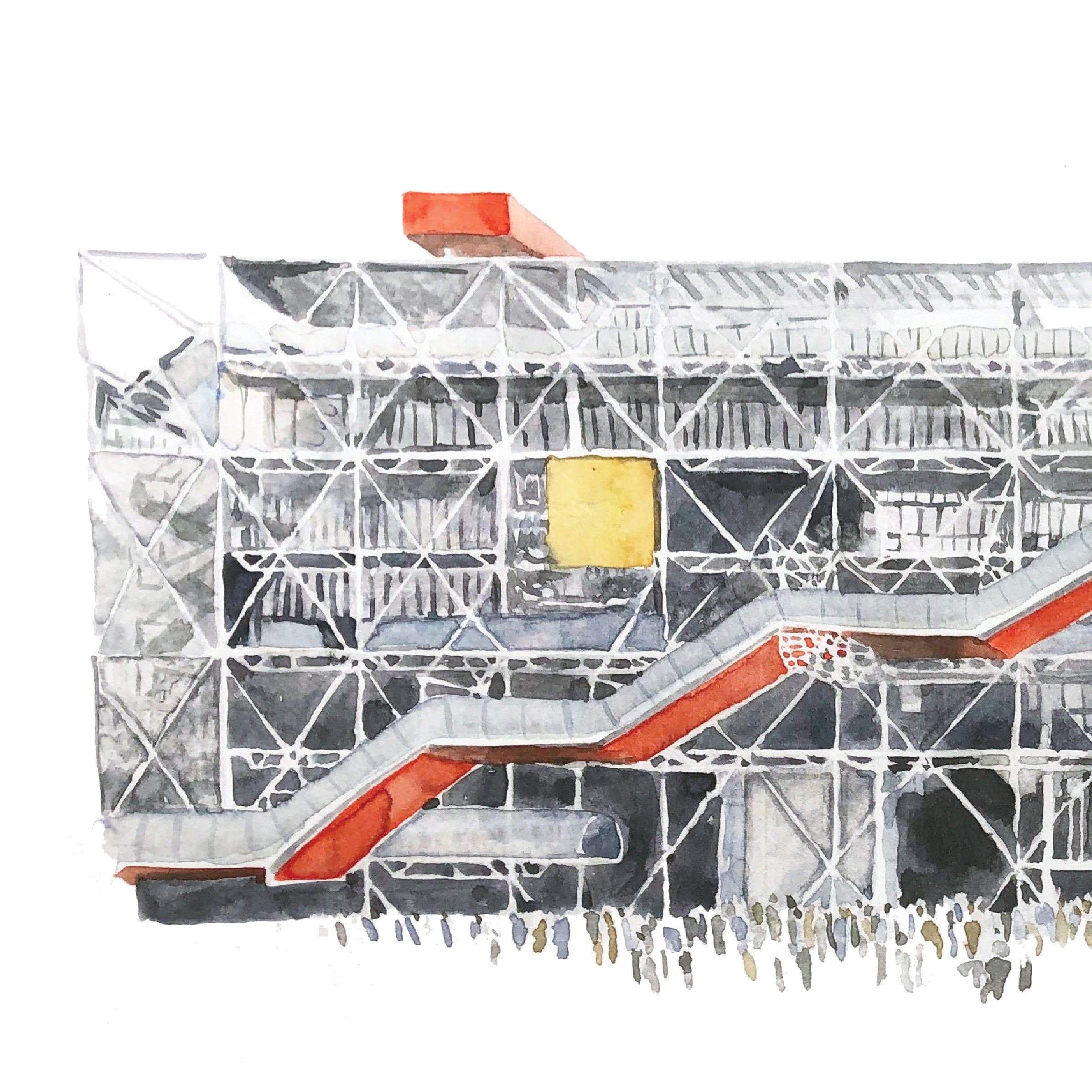 Centre Pompidou Printable Illustration Wall Art Print Home | Etsy