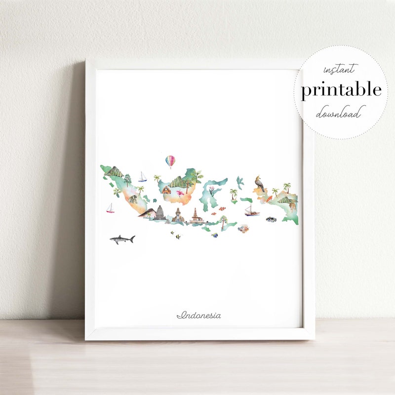 Indonesian Map Art Print - Etsy UK