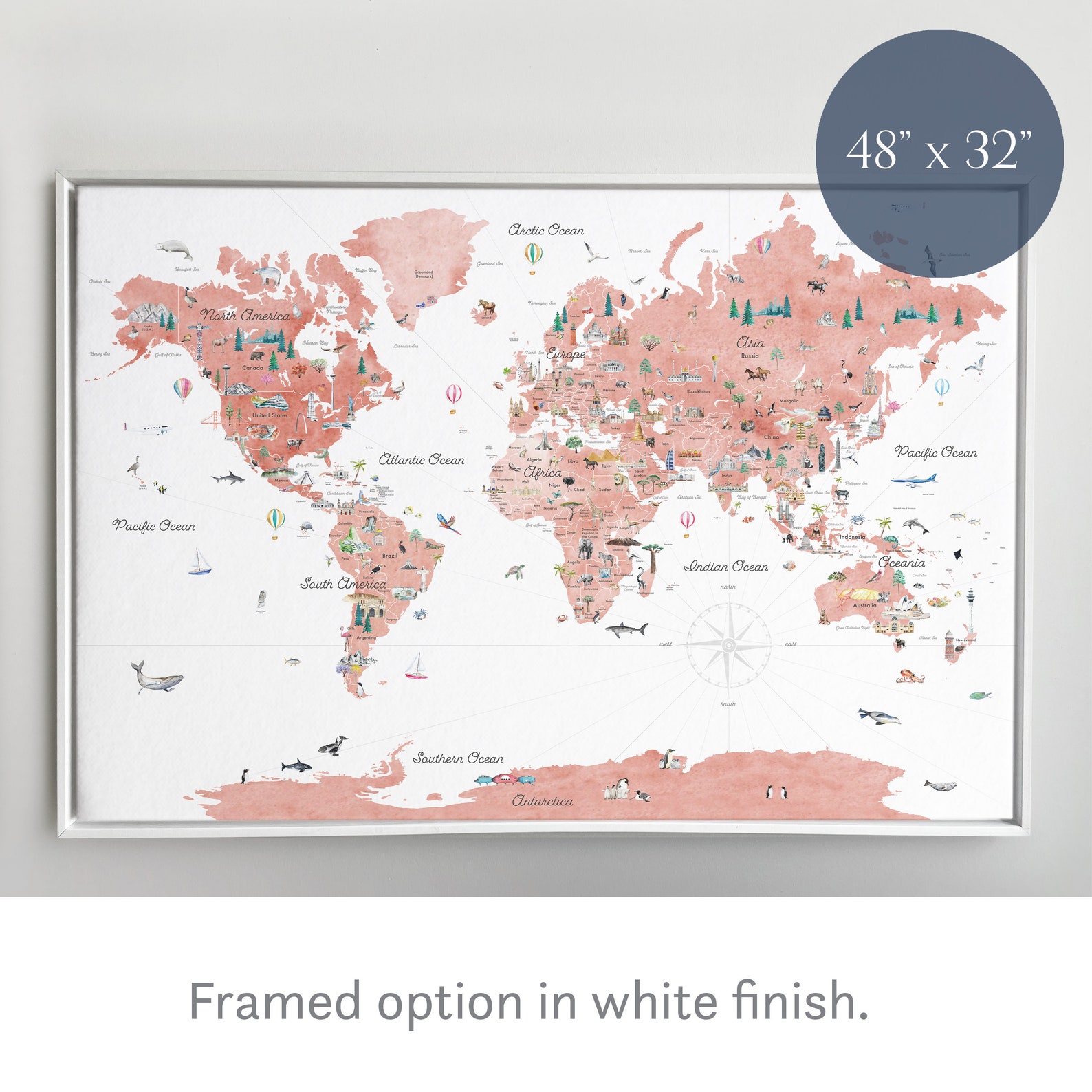 Educational Canvas World Map Travel Wall Art Kids World - Etsy